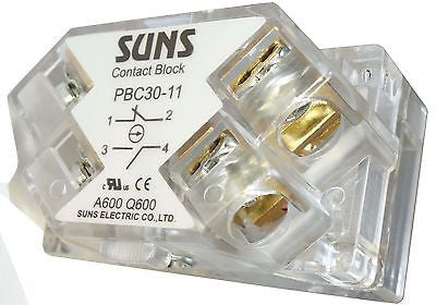SUNS PBC30-11 30mm Pushbutton/Selector Contact Block 1NO/1NC Replaces ...